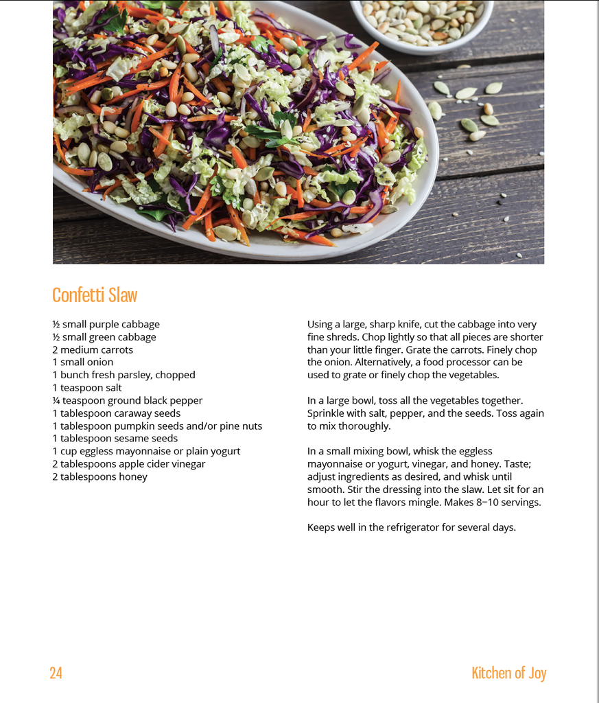 Kitchen of Joy RECIPE BOOK Vegetarian 83-pages – Edition Naam USA
